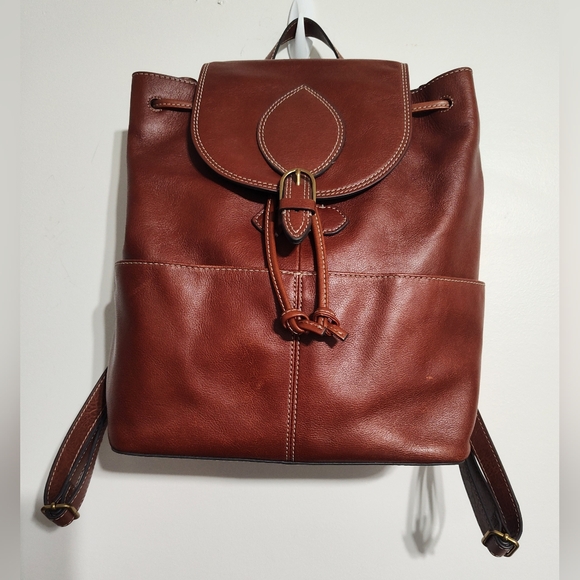 Fossil | Bags | Fossil Luna Leather Backpack Drawstring Travel Hiking ...